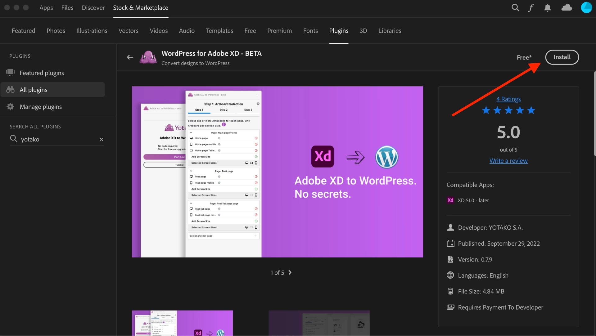 Yotako Docs Adobe XD To WordPress